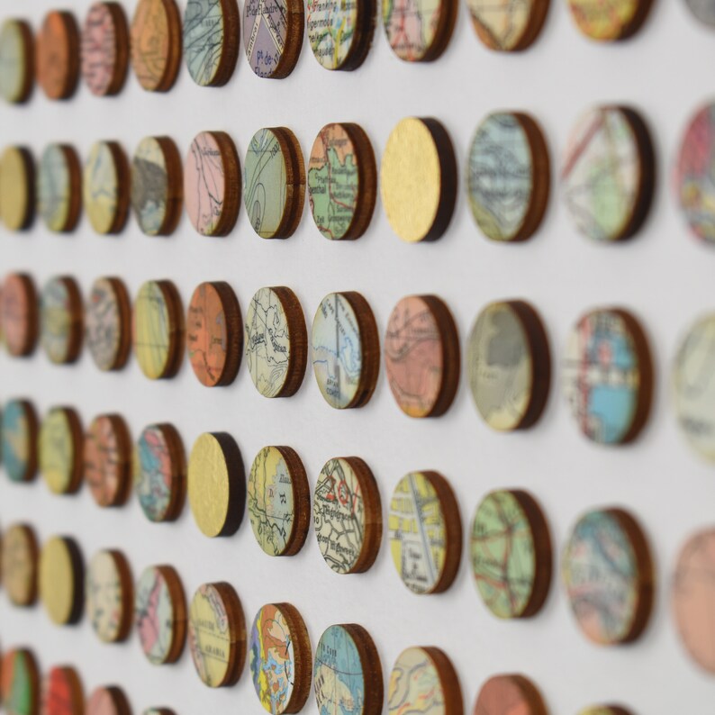 Original Wall Art, 256 World Map Dots Artwork, 3d Mixed Media Paper ...
