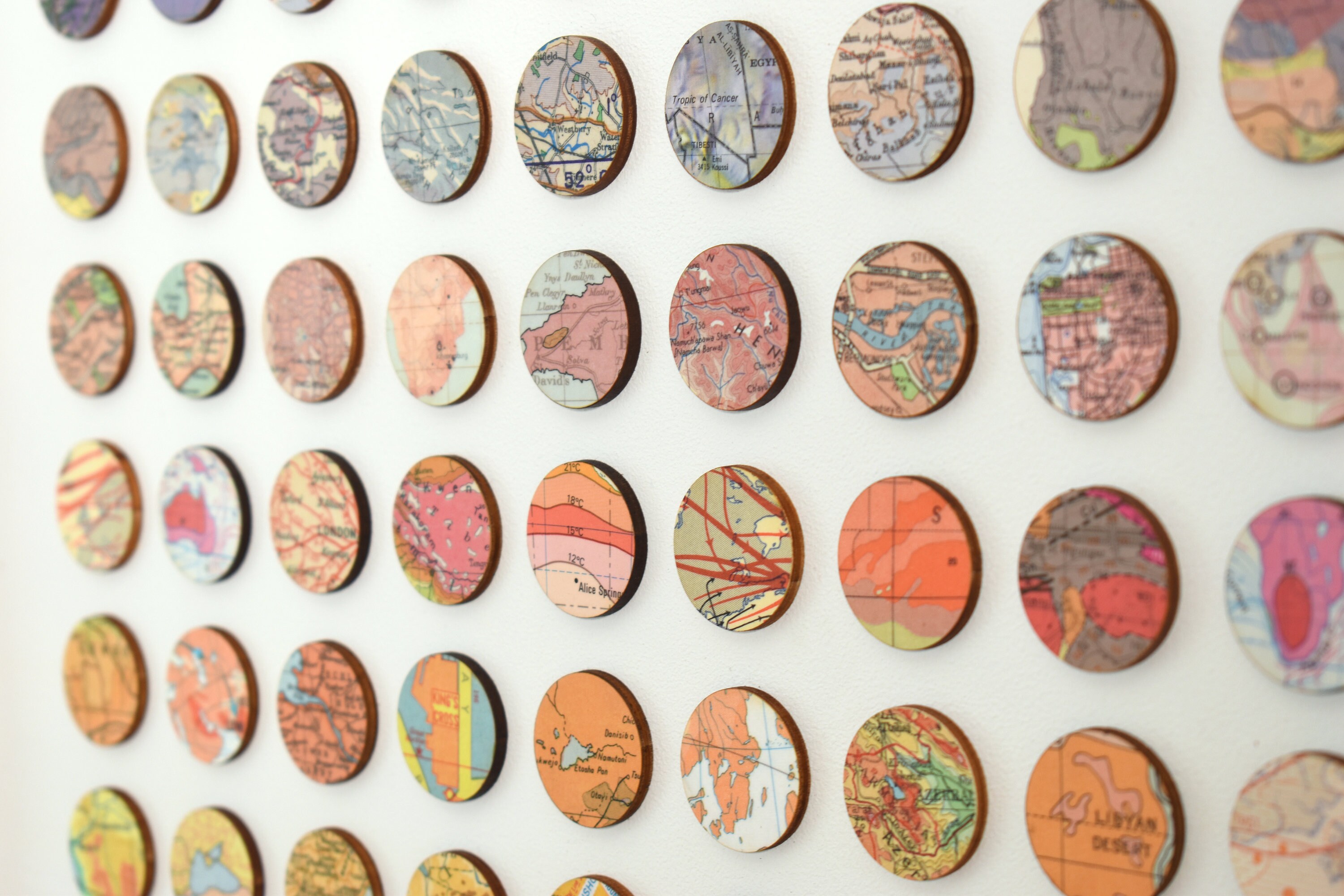 Custom Map Original Mixed Media Artwork, World Map Dots 3D Art, Rainbow ...