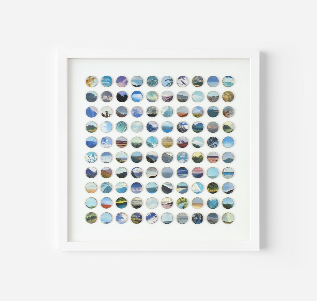 Original 3D Art, Dot Collage Artwork Geometric Landscape,sky and Clouds ...