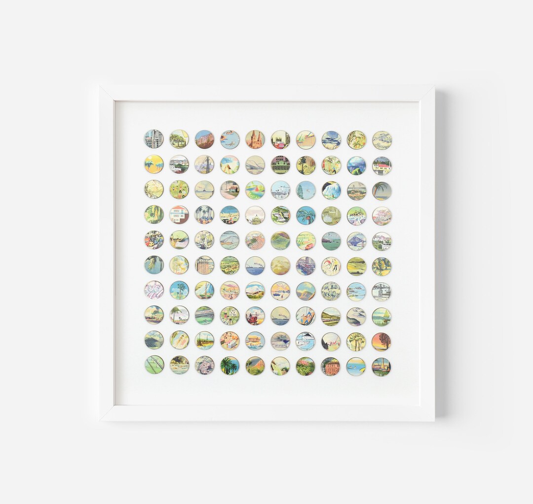 Original 3D Wall Art, Dot Collage Artwork Geometric Landscape, Sky and ...