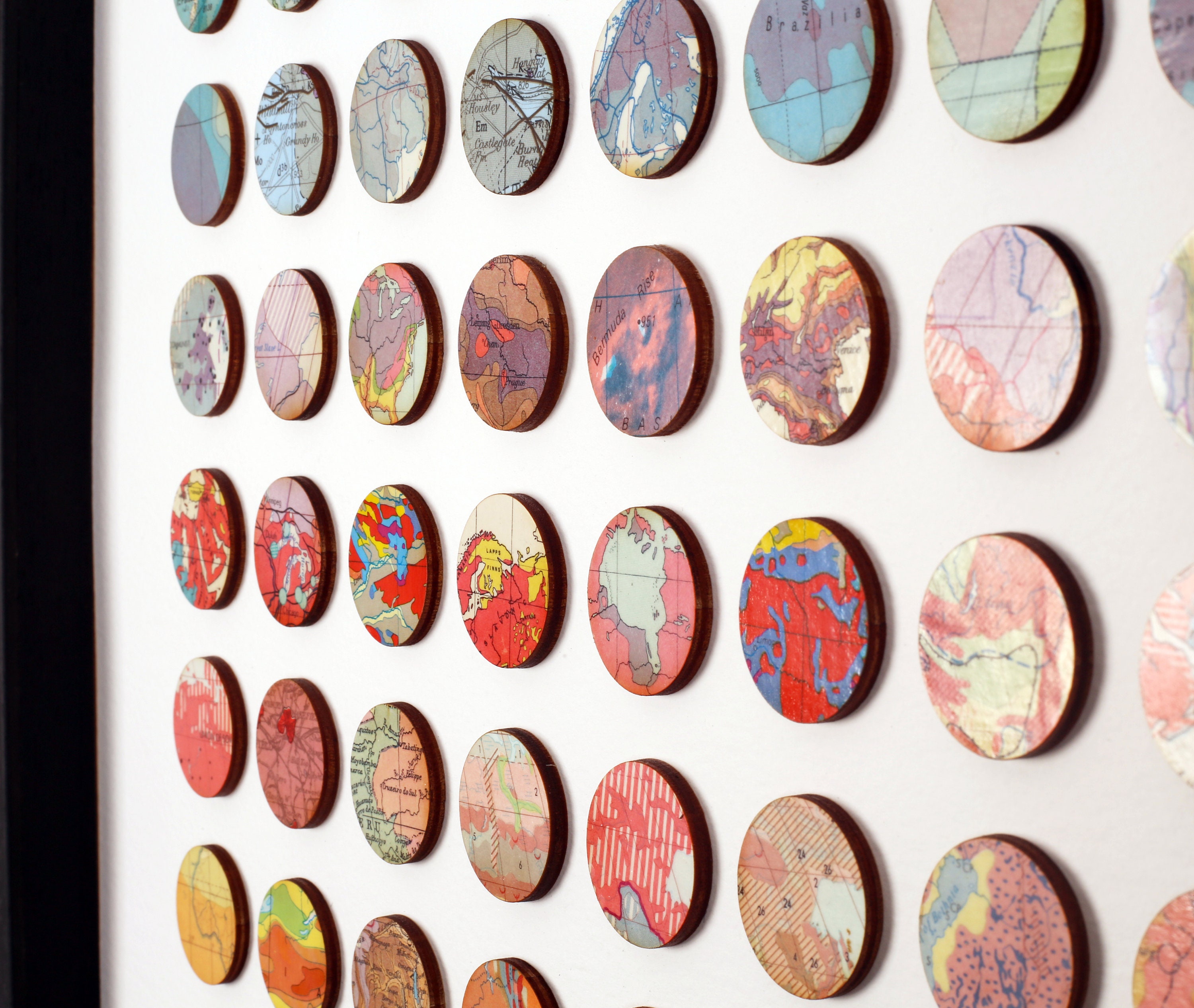 Original Collage Artwork, 3D Dots Wall Art, 100 Map Rainbow Dots ...
