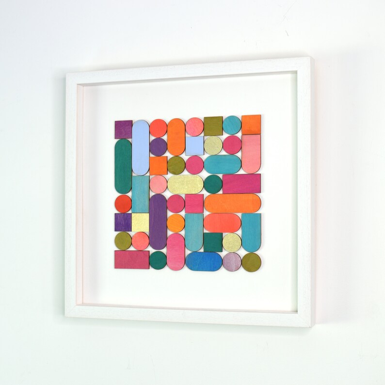 Abstract Colour Block 3D Collage Painting, Original Wall Art, Mixed ...