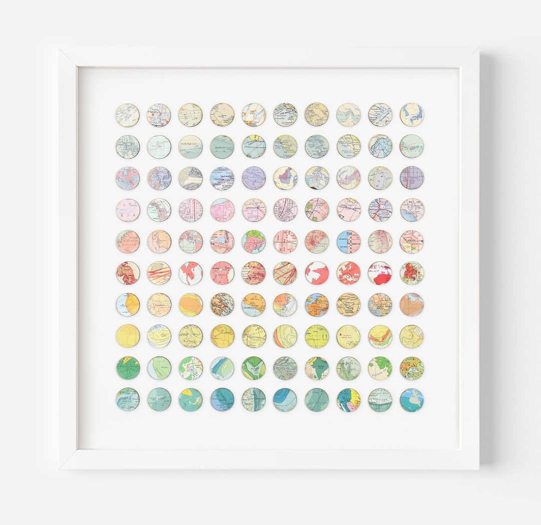 Map Dot Original Wall Art, 100 Map Rainbow Dots Original Artwork, 3d ...