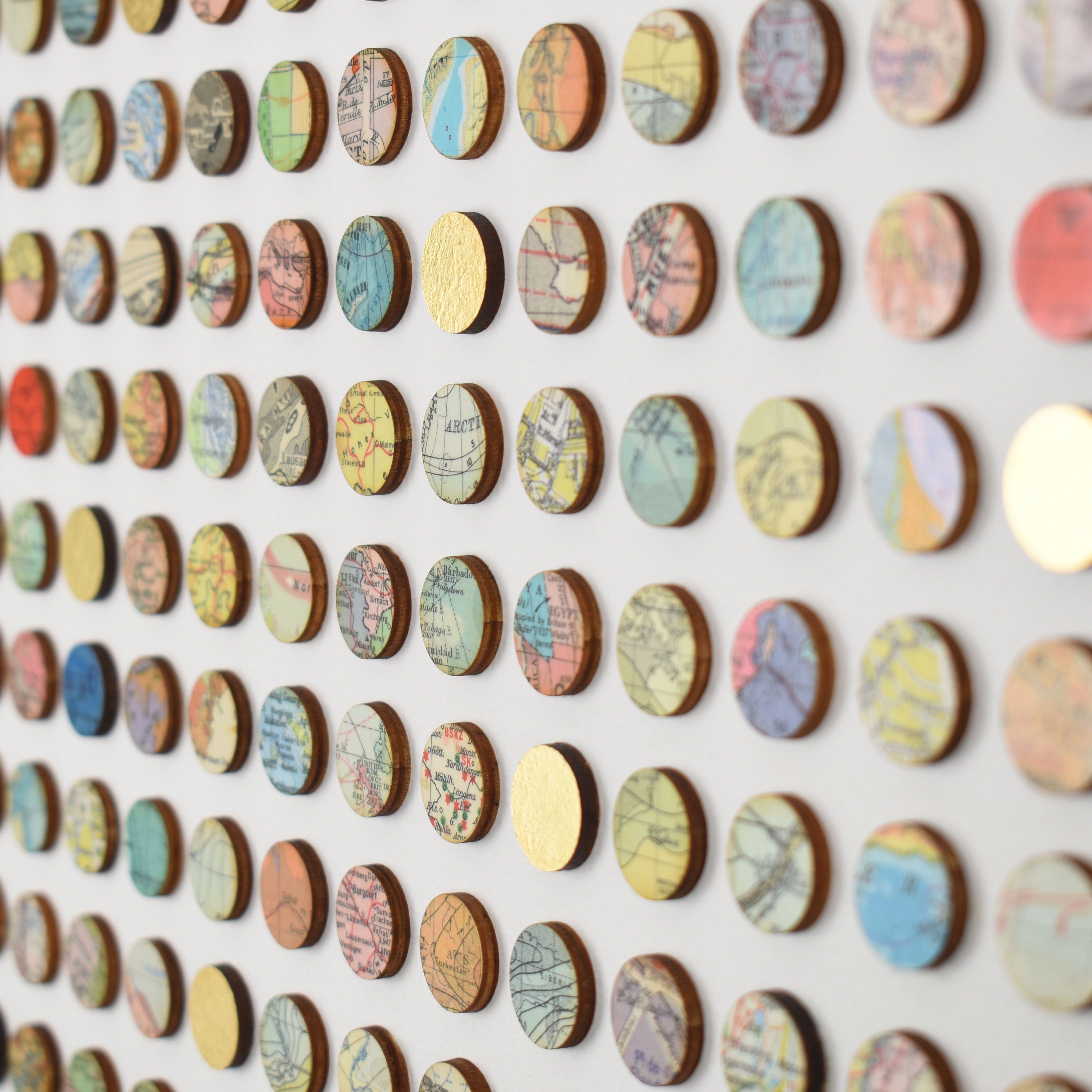 Original Wall Art, 256 World Map Dots Artwork, 3d Mixed Media Paper ...