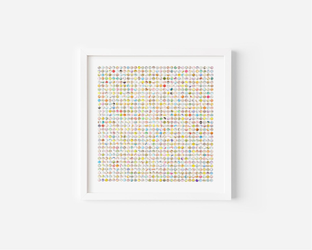 Original 3D Map Dots Artwork – 1024 Piece Mixed Media Collage ...