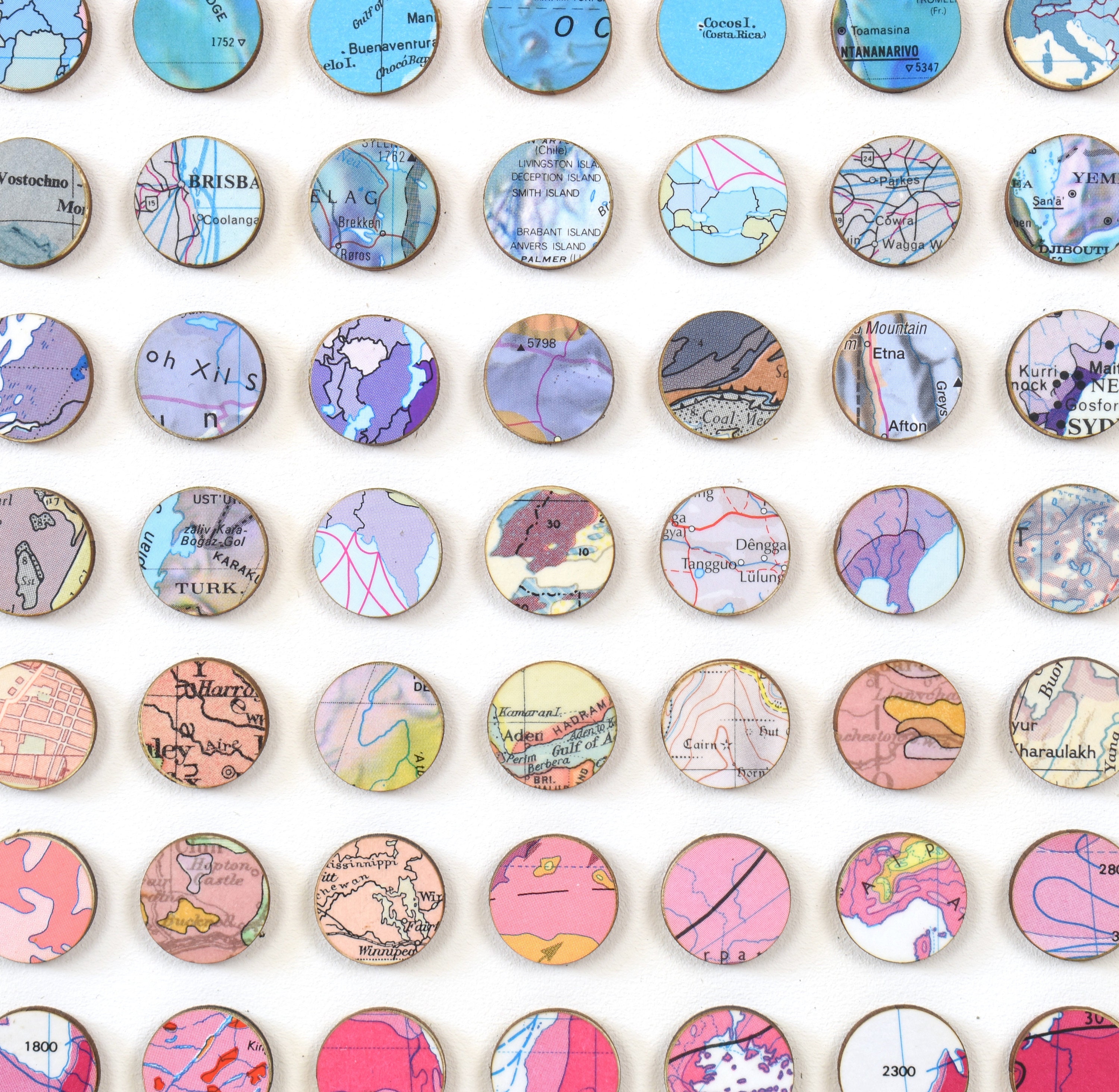 Original Map Collage Art, Landscape Rainbow Map Dots Artwork, Ready to ...
