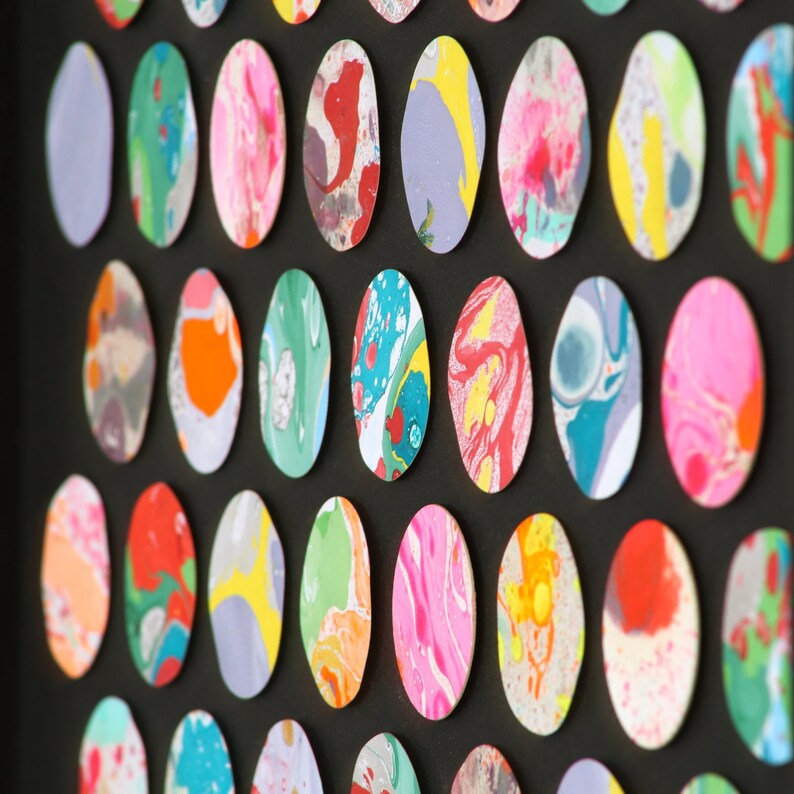 68 Marble Spots on Black Collage Original 3d Marbled Paper Collage ...