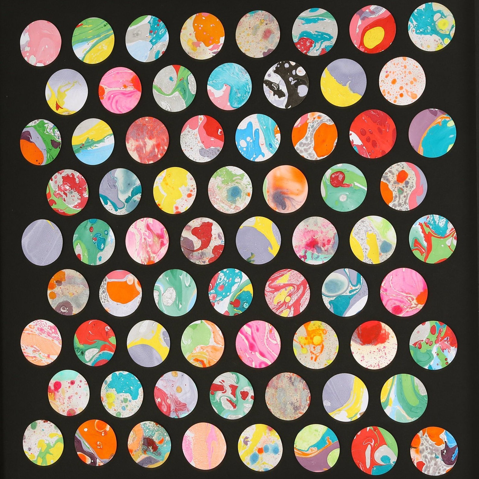 68 Marble Spots on Black Collage Original 3d Marbled Paper Collage ...