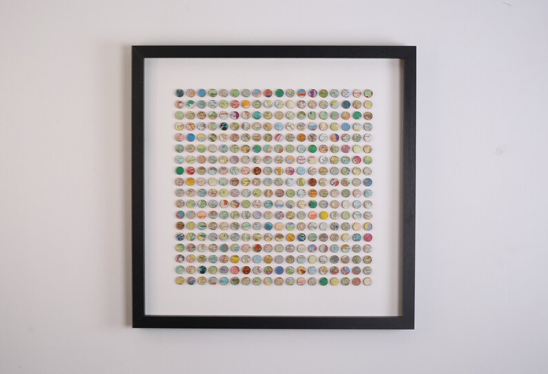 Original Wall Art Map Dots Artwork Mixed Media Collage 3d - Etsy