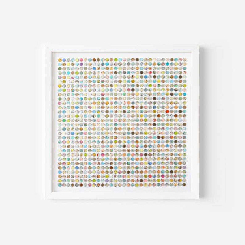 Original Map Dots Artwork, Geometric Spot Art. 3D Wood Collage, Large ...