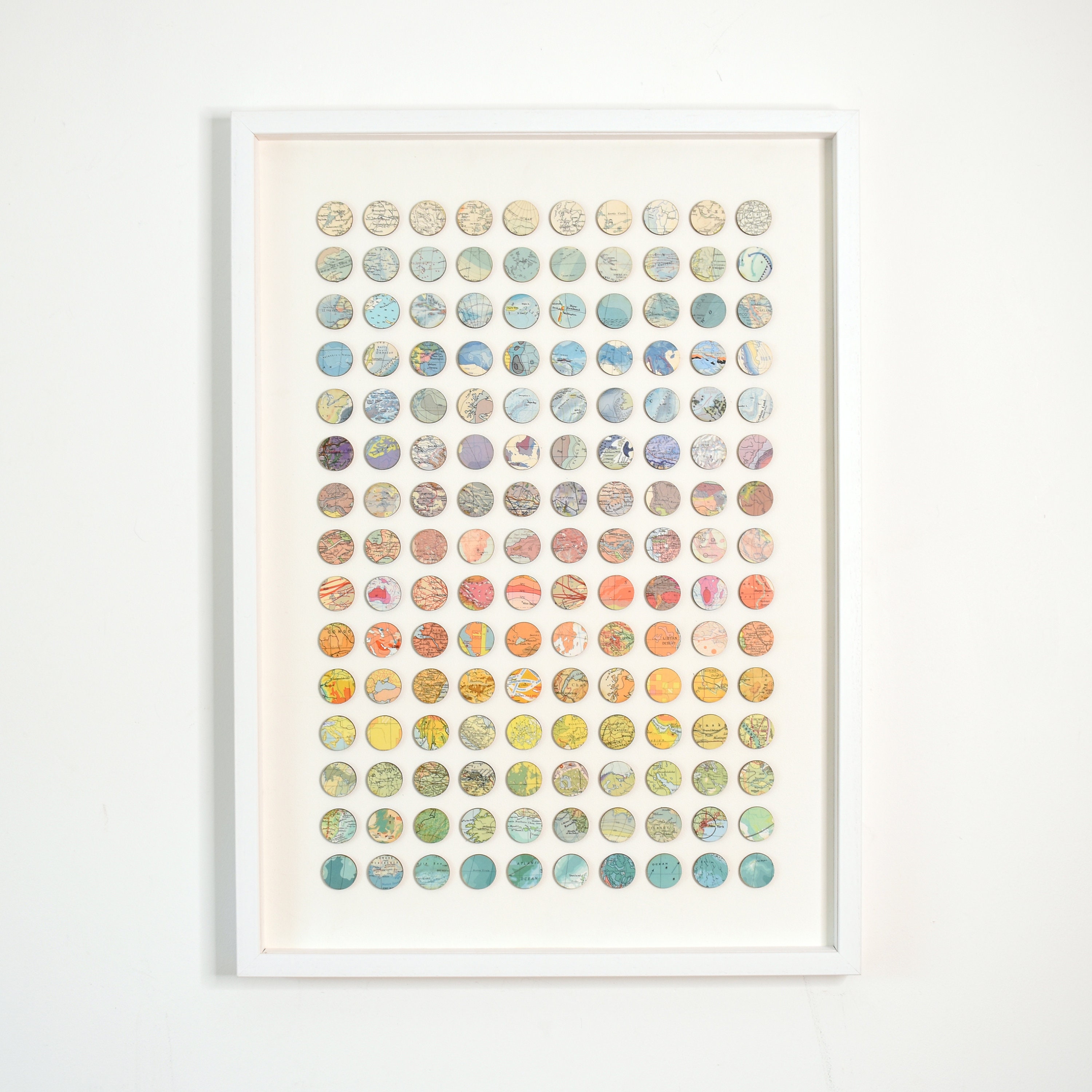 Custom Map Original Mixed Media Artwork, World Map Dots 3D Art, Rainbow ...