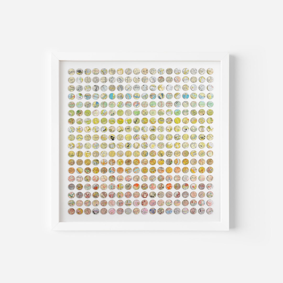 Original London Map Dots Artwork, Geometric Spot Art. 3D Wood Collage ...