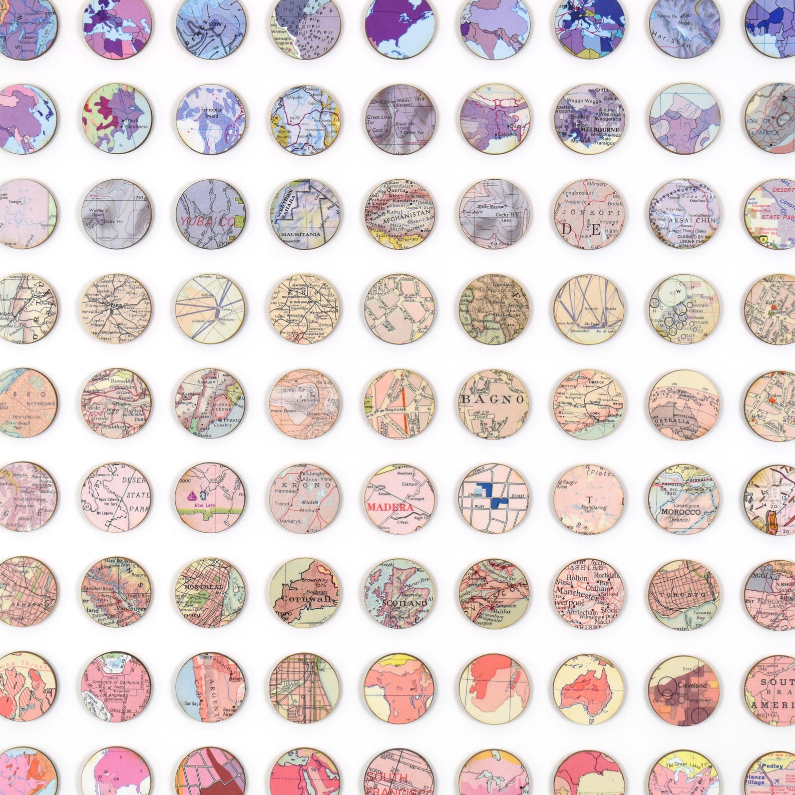 Original Pink and Violet Map Dot Artwork, 100 Map Ombre Dots Original ...