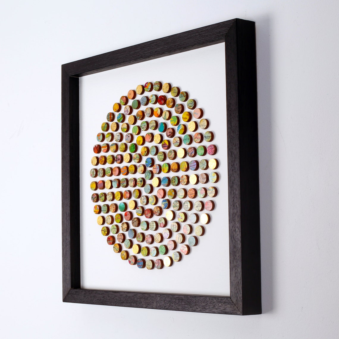 Original Art, Map Dots Original 3D Artwork, Wall Art Collage, Geometric ...