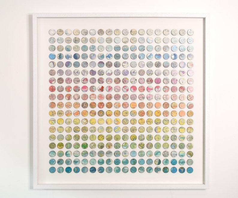 Original Map Artwork Large Scale Map Dots 3D Collage - Etsy