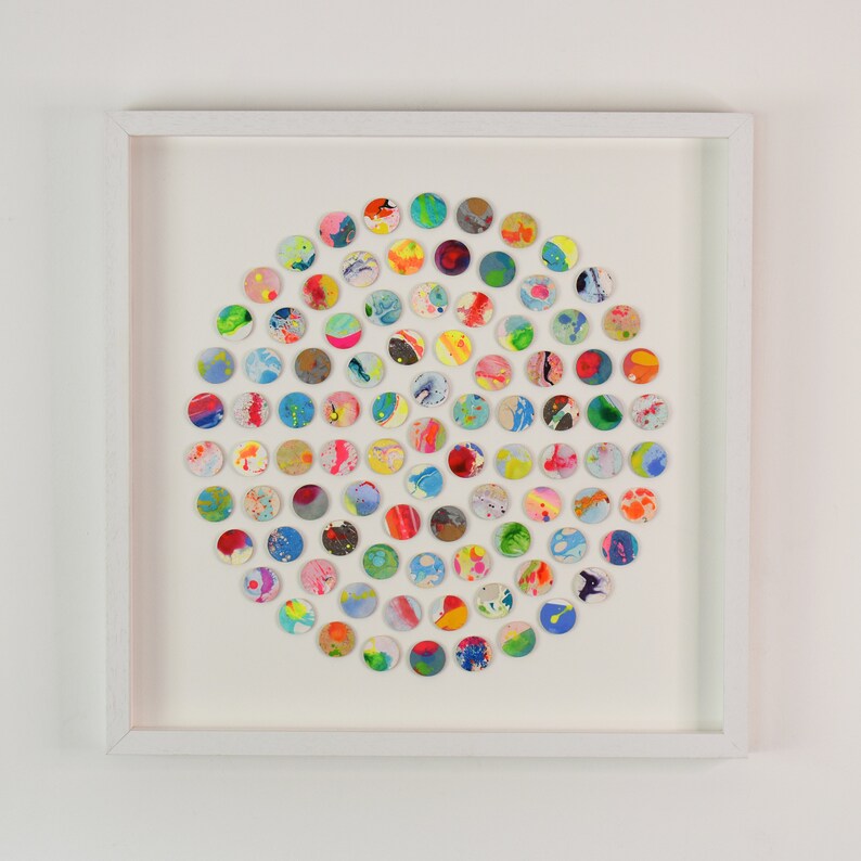 Original Abstract Marble Paper Dots Artwork, Brightly Coloured 3D Paper ...