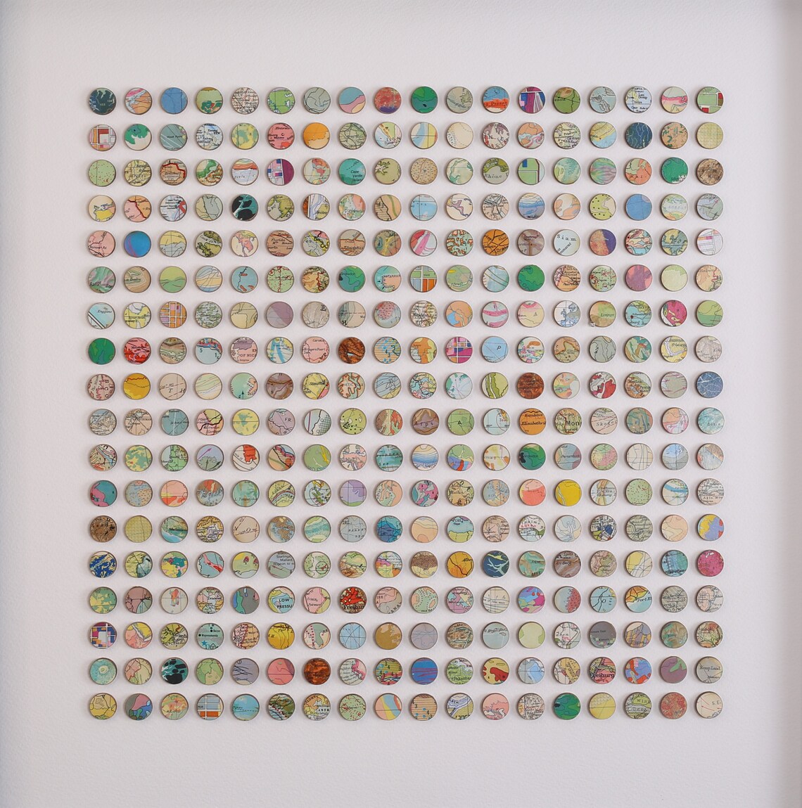 Original Wall Art Map Dots Artwork Mixed Media Collage 3d - Etsy