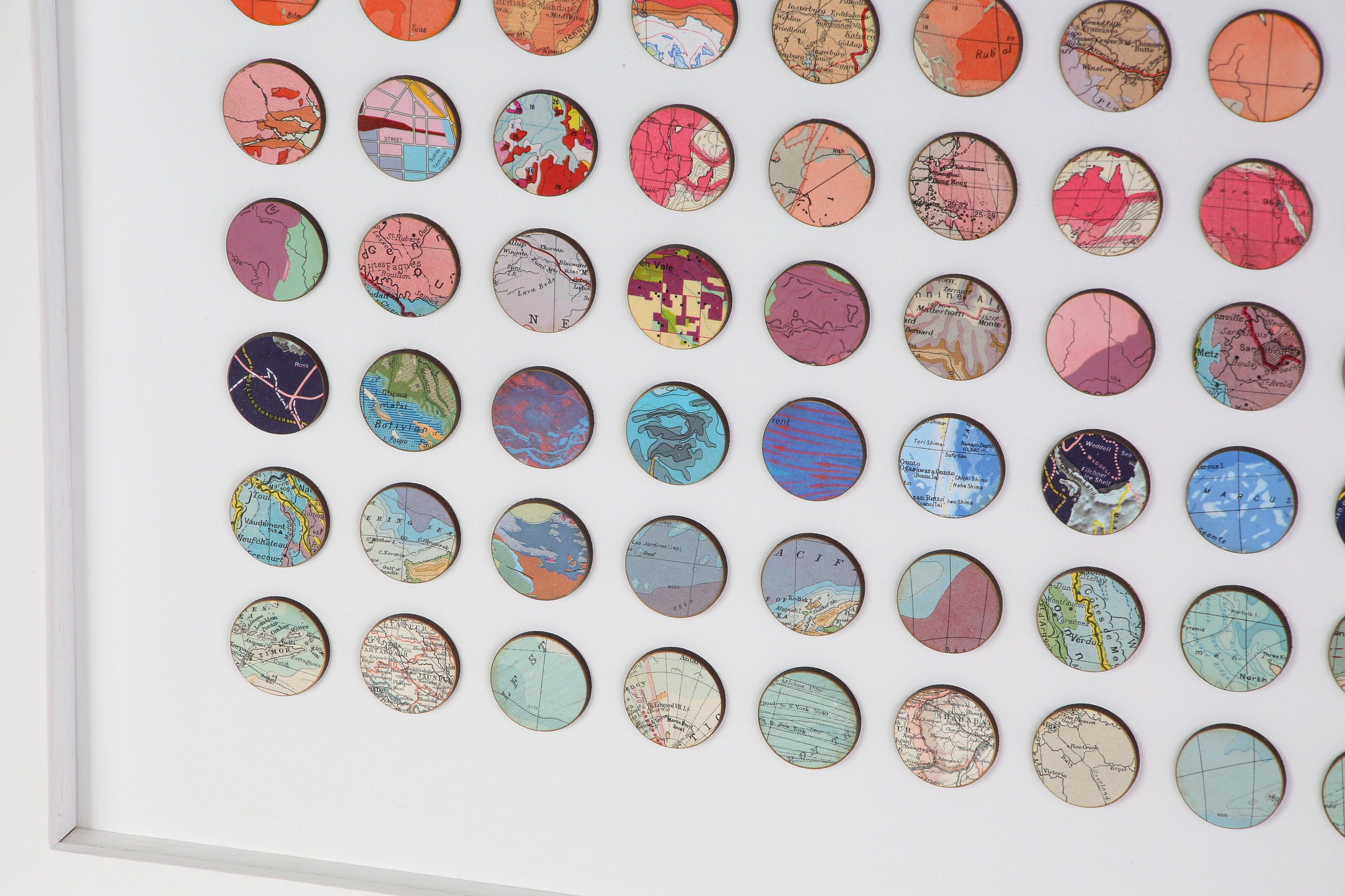 Original Collage Artwork, 3D Dots Wall Art, 100 Map Rainbow Dots ...