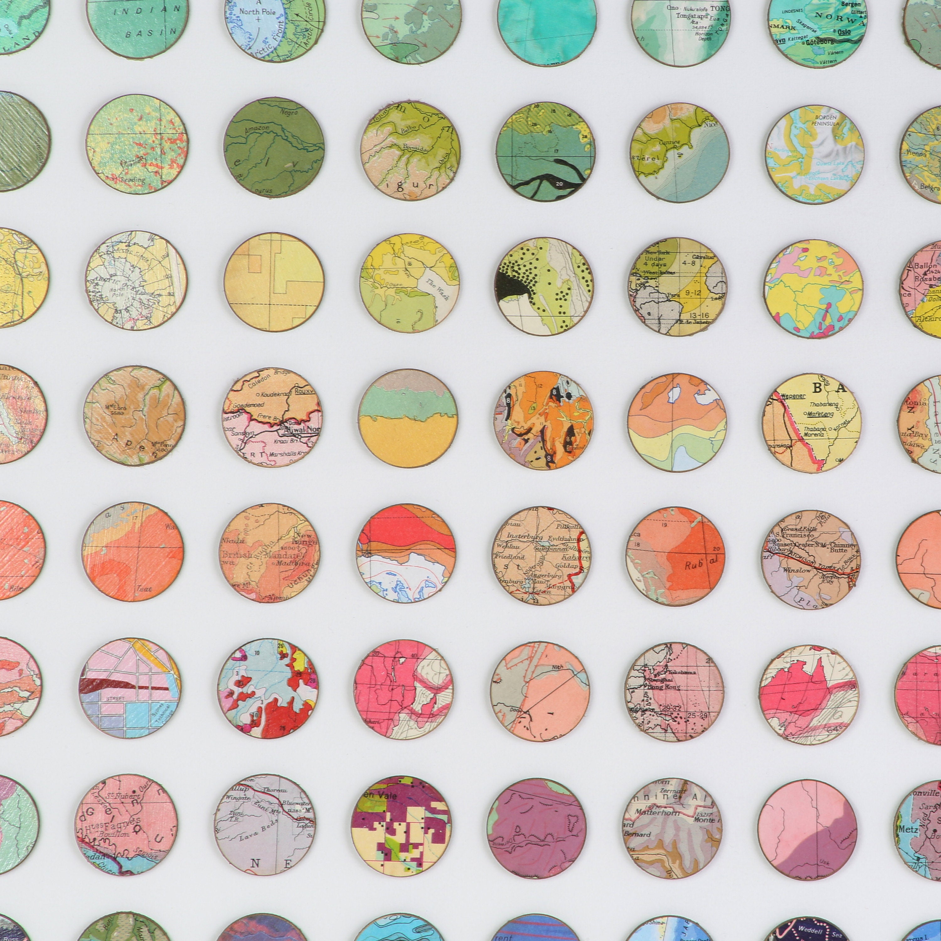 Original Collage Artwork, 3D Dots Wall Art, 100 Map Rainbow Dots ...