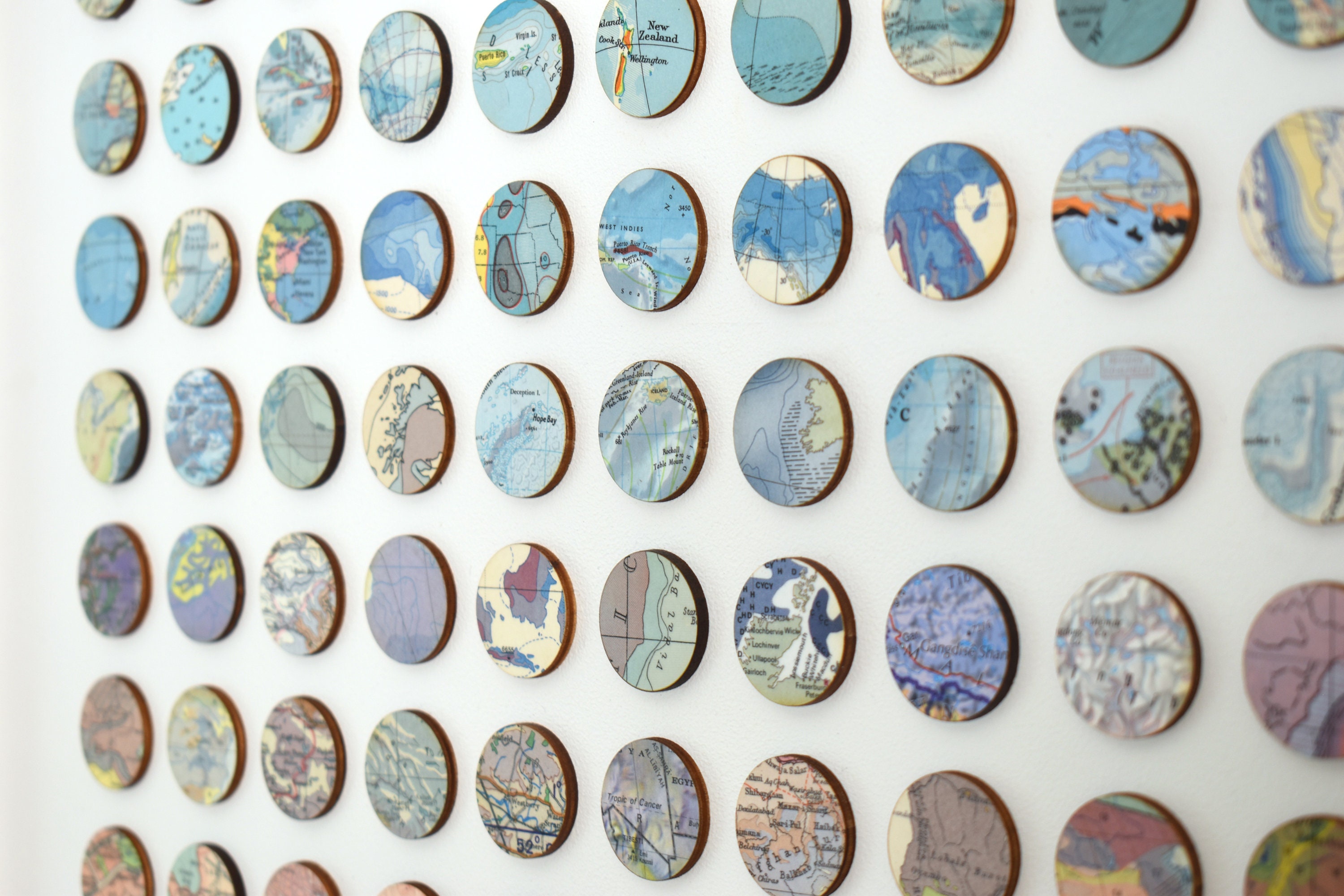 Custom Map Original Mixed Media Artwork, World Map Dots 3D Art, Rainbow ...