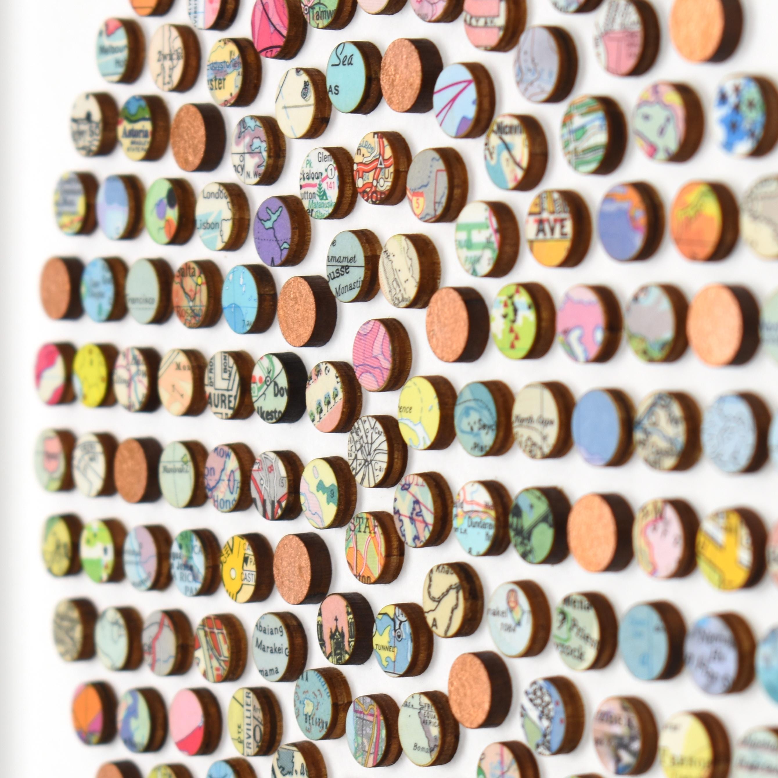 Original 3D Map Dot Artwork, Wall Art Collage, Geometric Wall Decor ...