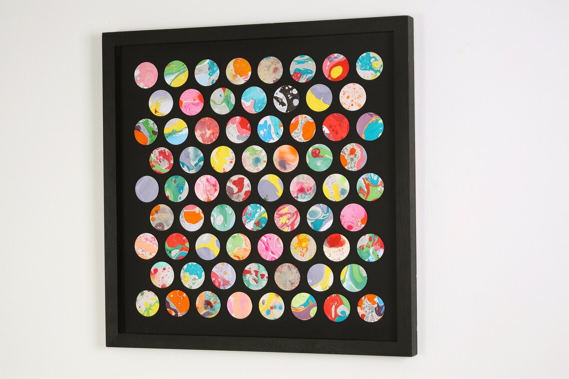 68 Marble Spots on Black Collage Original 3d Marbled Paper Collage ...