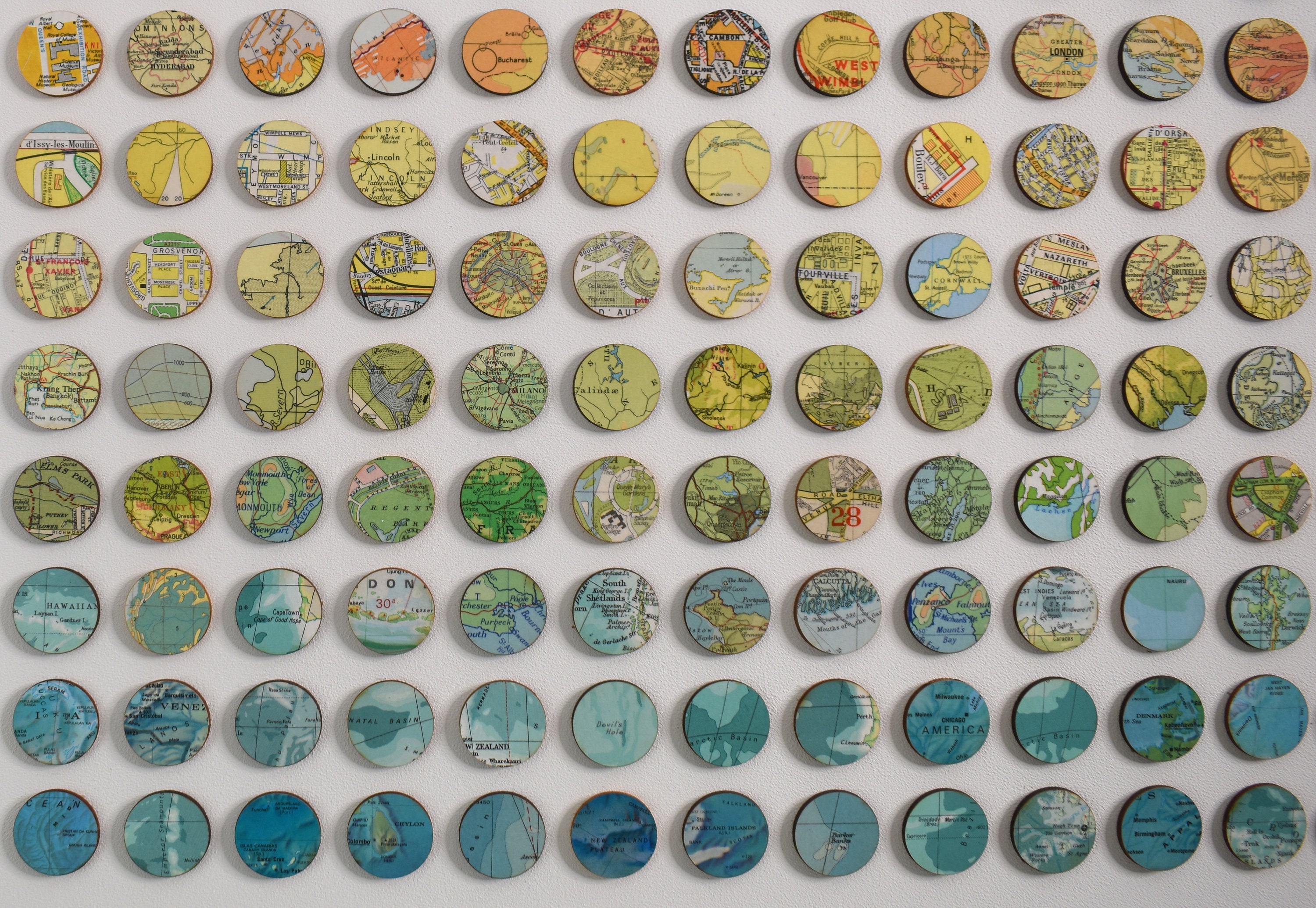 Original Map Artwork Large Scale Map Dots 3D Collage - Etsy