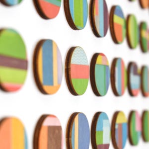 Original 3D Mixed Media Collage, Dots & Stripes Brightly Coloured ...