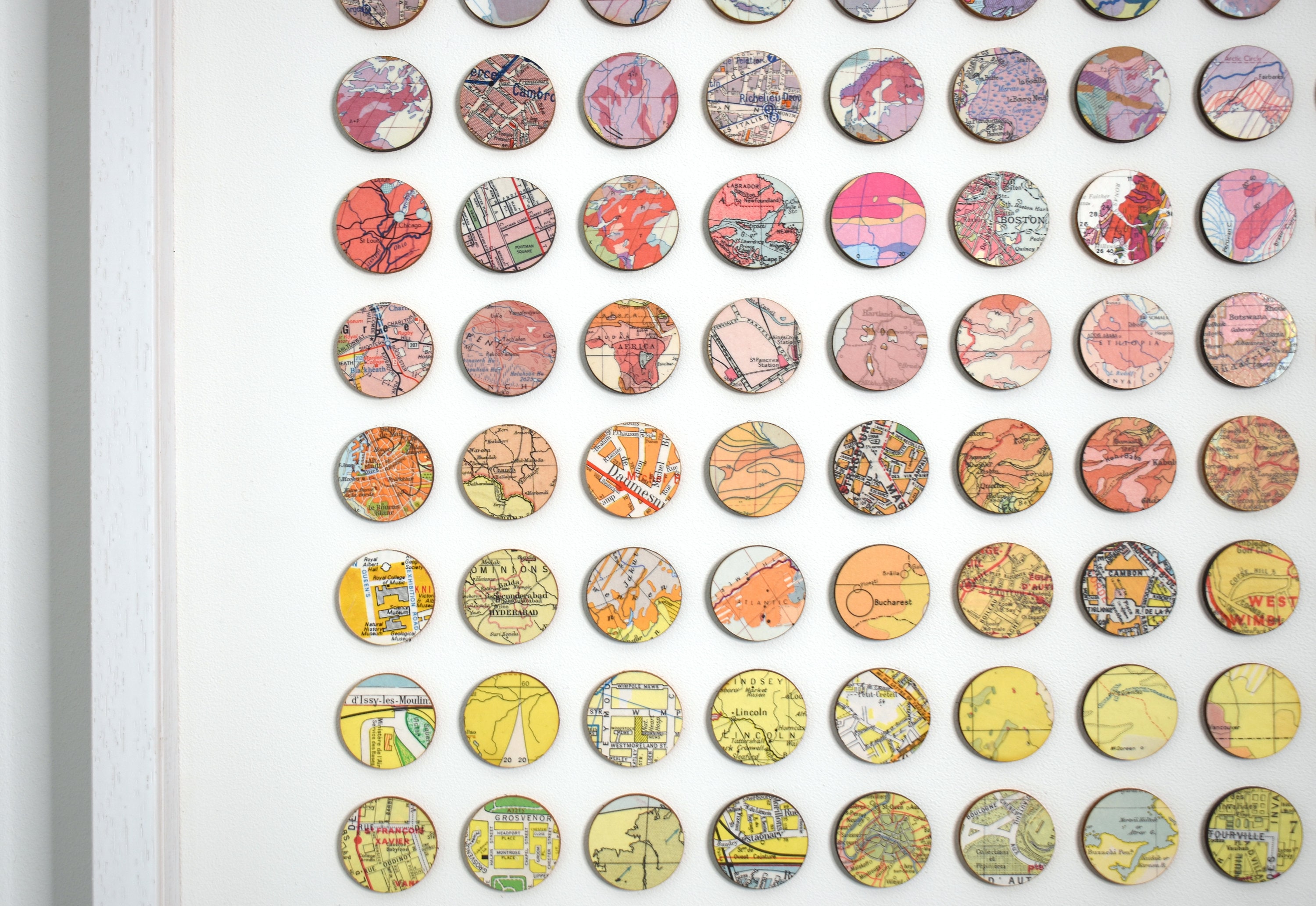 Original Map Artwork Large Scale Map Dots 3D Collage - Etsy