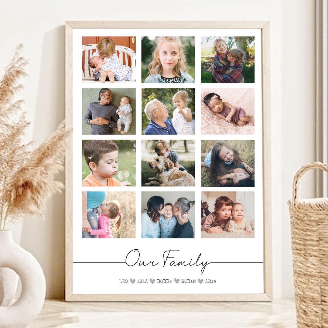 Family Photo Collage With Names. Unique Xmas Gift Ideas. Grandparent ...
