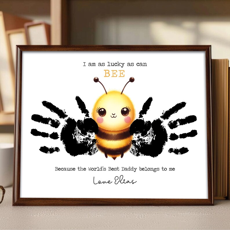 Bee Handprint Art | Personalised Printable Valentines Gift for Mum Dad ...