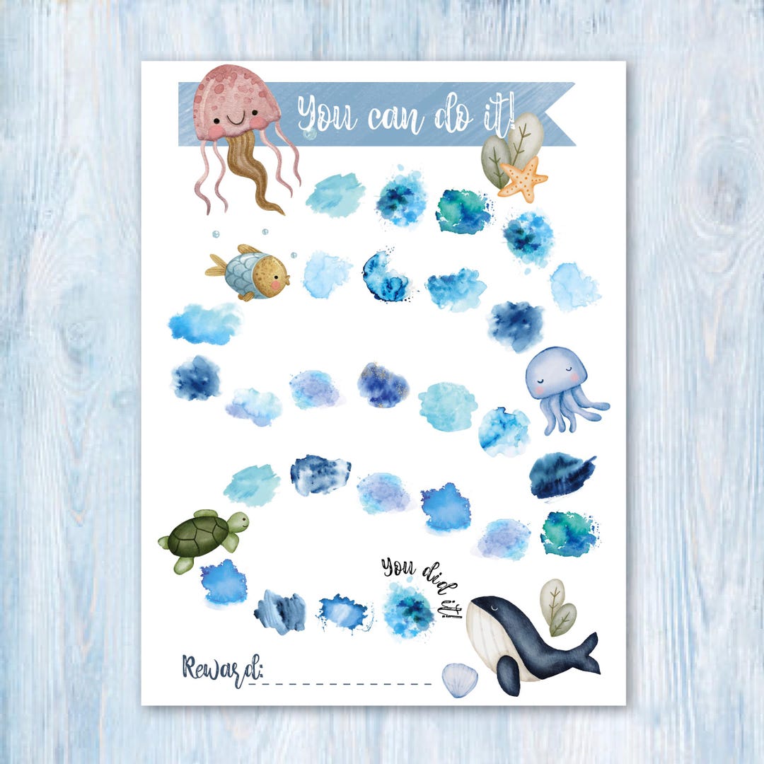 Sealife Reward Chart. Potty Training Sticker Chart. Ocean Animals Good ...