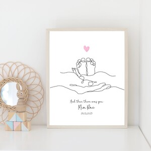 Hands and Baby Feet Line Drawing, Minimalist Nursery Wall Art ...