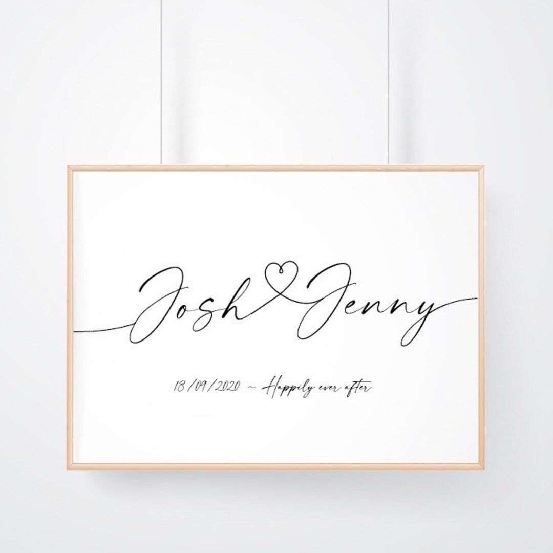 Personalised Couple Name Print With Heart, Boyfriend Christmas Gift ...