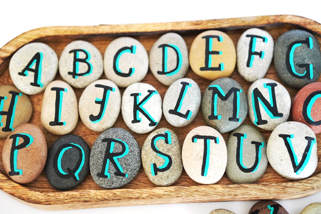 Natural Alphabet Rocks Natural Stones Painted English Alphabet Stones ...