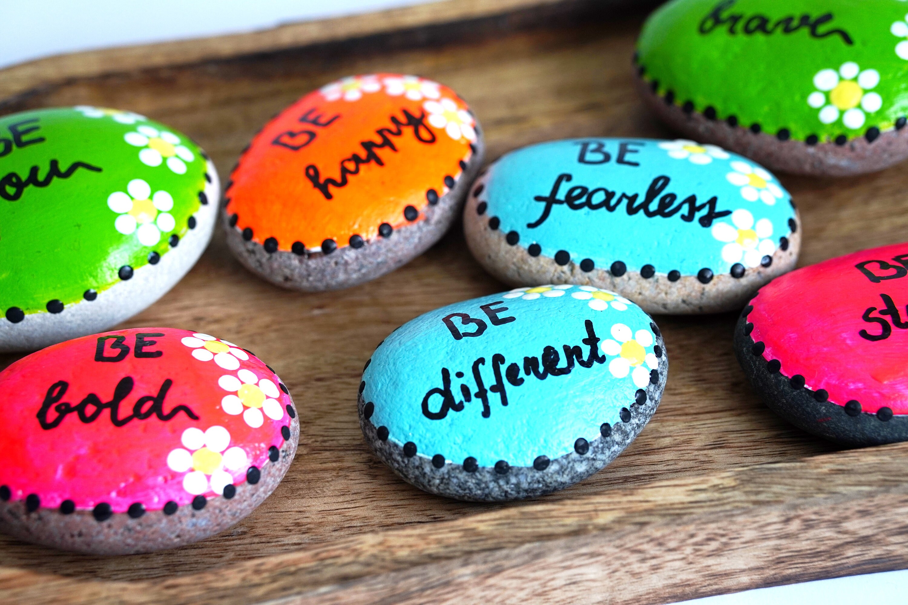 Hand Painted Affirmations Blue Word Stones Gift for Mom - Etsy