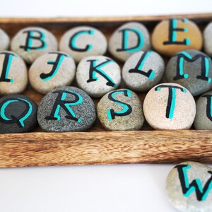 Natural Alphabet Rocks Natural Stones Painted English Alphabet Stones ...