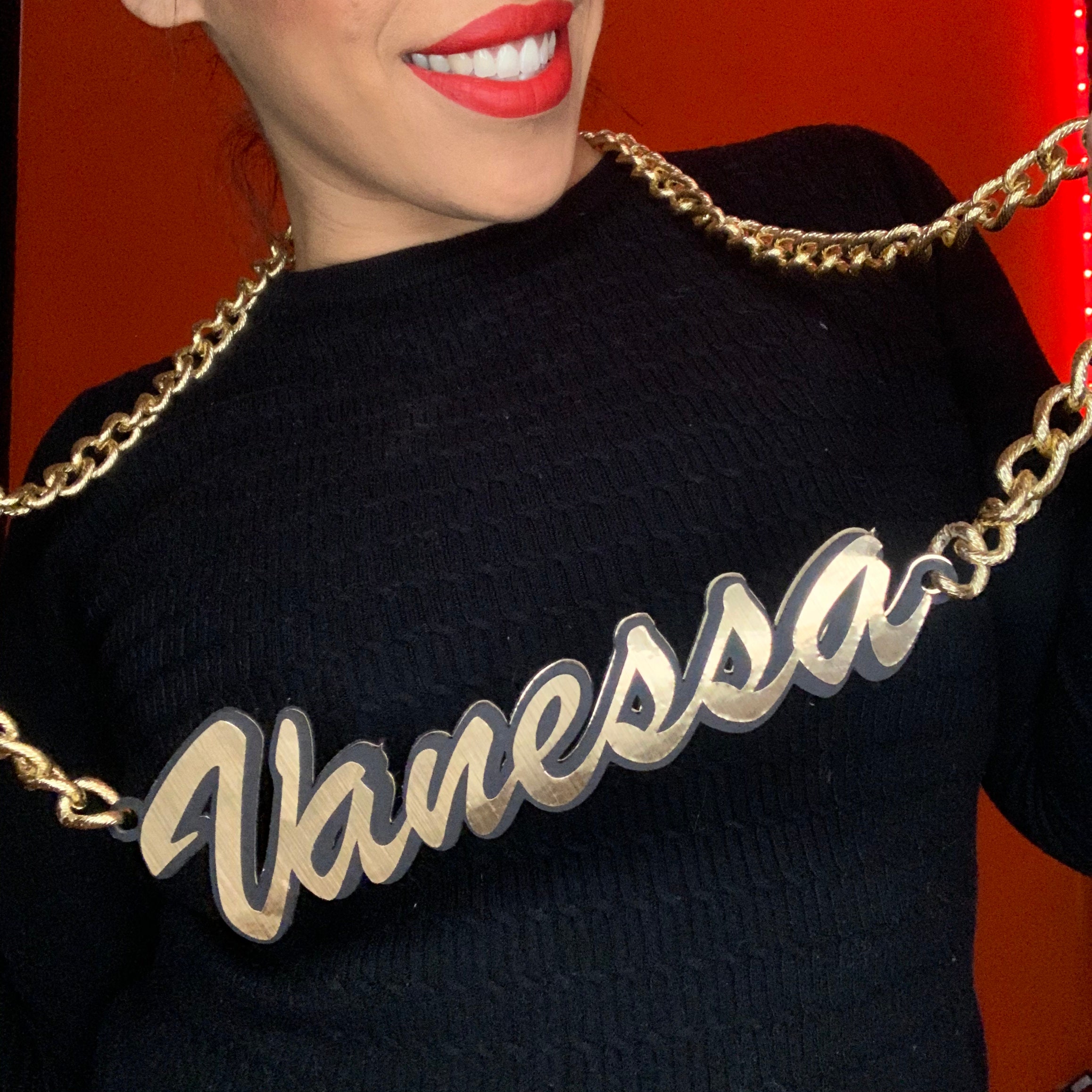 Custom Nameplate Chain Necklace Prop Accessory | Etsy