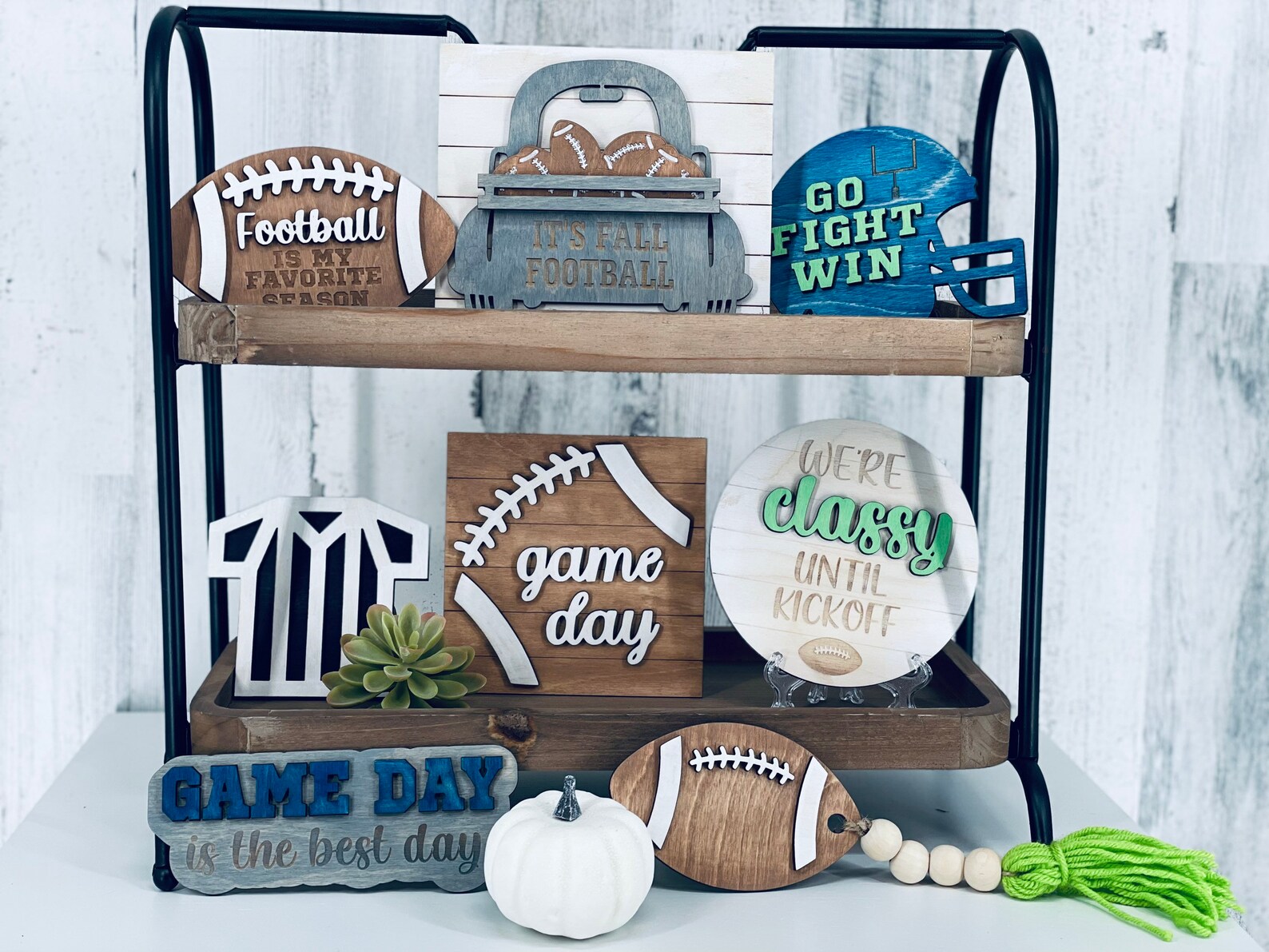 Game Day Tiered Tray Seahawks Decor Football Tiered Tray - Etsy