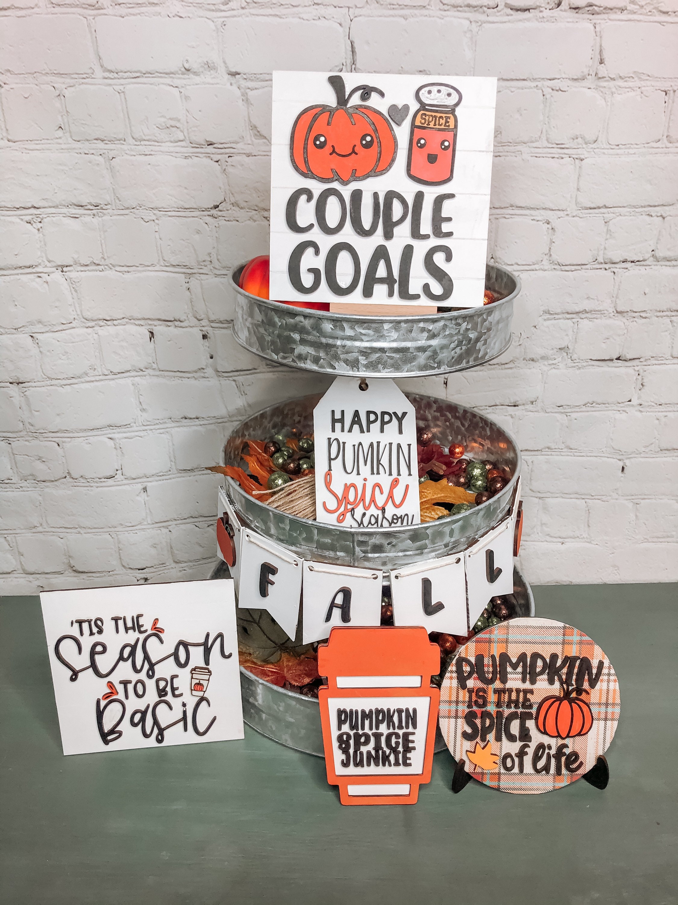 Pumpkin spice tiered tray pumpkin spice decor fall decor | Etsy