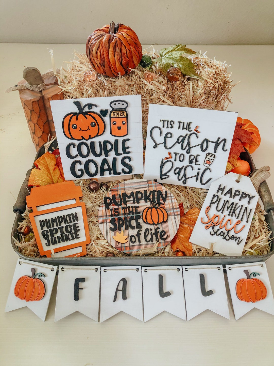 Pumpkin Spice Tiered Tray Pumpkin Spice Decor Fall Decor - Etsy