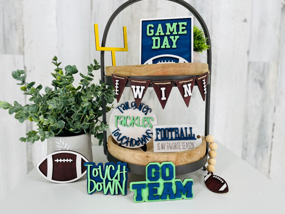 Touchdown Tiered Tray Set Seahawks Decor Football Tiered Tray ...