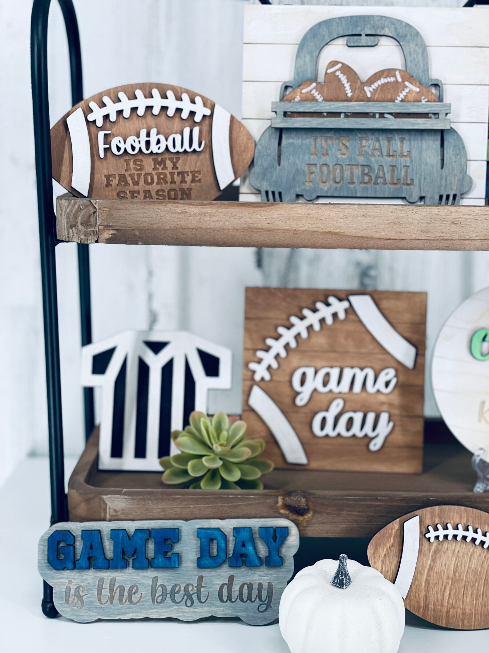 Game Day Tiered Tray Seahawks Decor Football Tiered Tray - Etsy