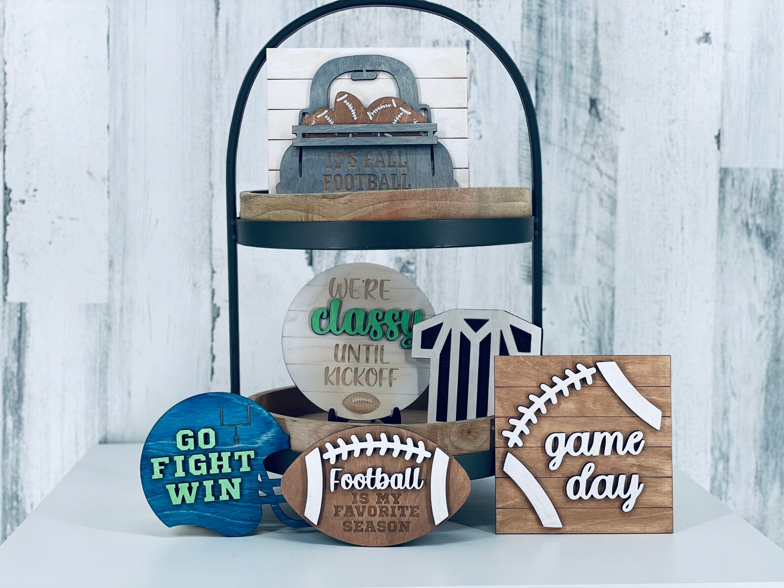 Game Day Tiered Tray Seahawks Decor Football Tiered Tray - Etsy
