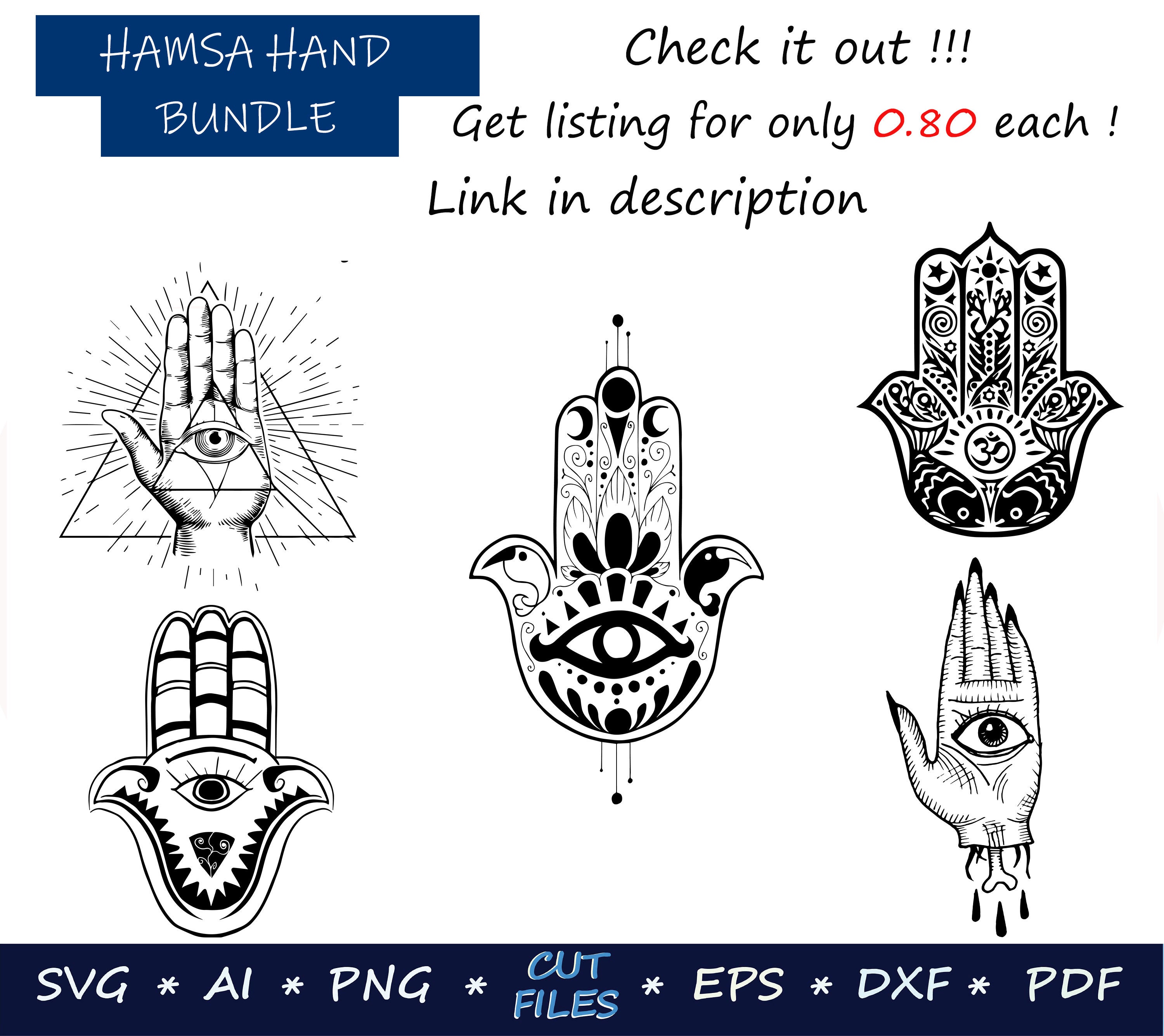 Hamsa Hand SVG, Boho Hand SVG, Silhouette Cut Files, Cricut Cut Files ...