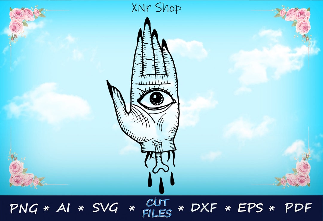 Realistic Hamsa Hand SVG, Realistic Boho Hand SVG, Silhouette Cut Files ...