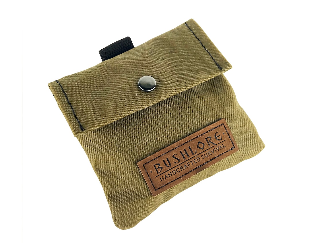 Waxed Canvas Small EDC Pocket Belt Pouch, Lanyard, Axe Puck Compass ...