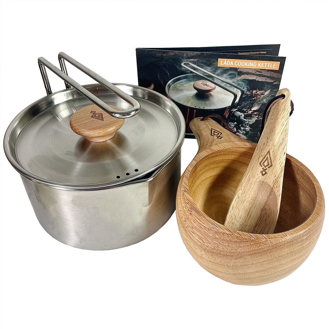 Camp Kitchen Cook Set | Kuksa Wooden Mug Cup and Spoon | Kettle Bush ...