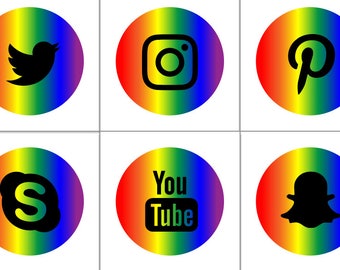 Rainbow Social Media Icons - Etsy