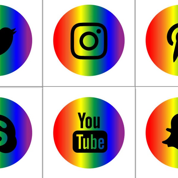 Rainbow Social Media Icons - Etsy